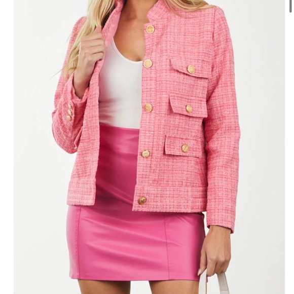 Lime Lush | Jackets & Coats | Pink Tweed Blazer Jacket | Poshmark